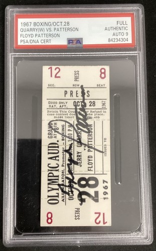 Floyd Patterson Signed Full Ticket 10/28/1967 Boxing Autograph PSA/DNA ...
