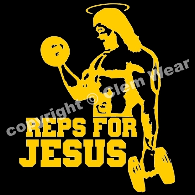 gym tshirt REPS FOR JESUS weight training funny T SHIRT tee lifting ...