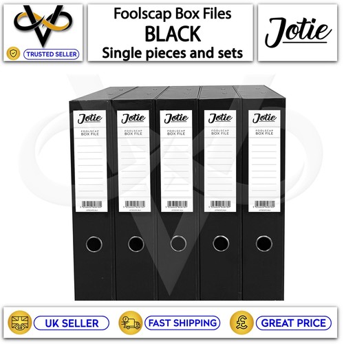 Black Foolscap Box File 75mm Spine A4 Office Document Storage Folder ...