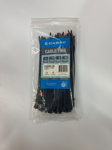CABAC CABAC CT200BK-100 | Cable Ties 200mm x 4.8mm UV Resistant Black ...