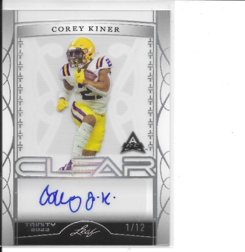 COREY KINER ROOKIE AUTOGRAPH SILVER FOIL SSP 1/12 SAN FRANCISCO 49ERS ...