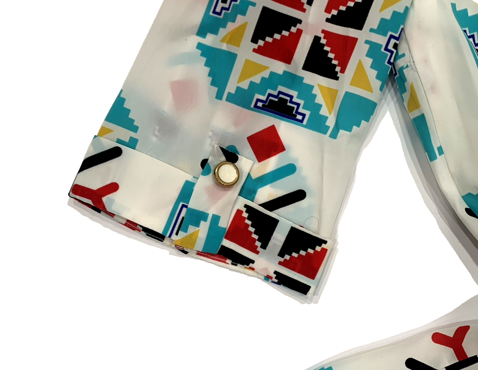 Aztec Southwest Print 3/4Cuff Sleeve Lined Shift Dress Peach Love ...