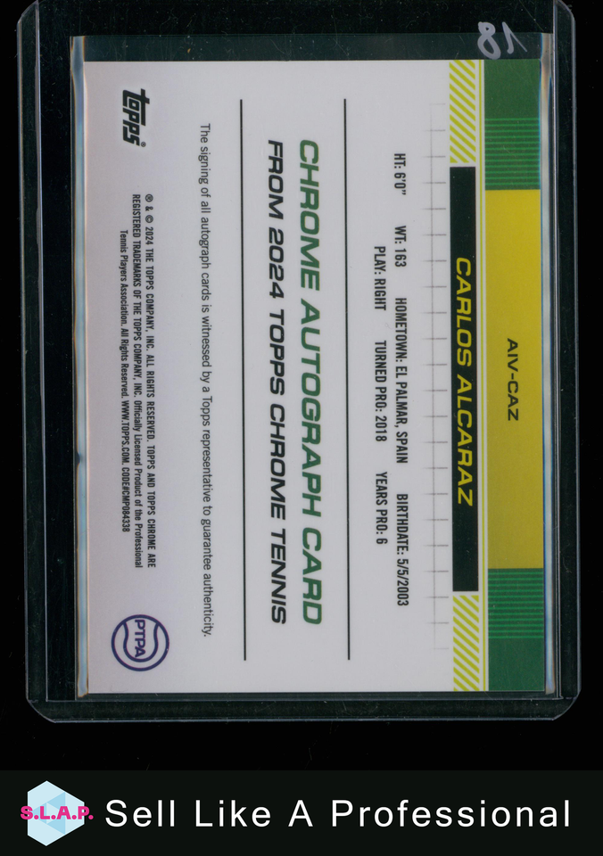 CARLOS ALCARAZ TOPPS AIV-CAZ 2024 CHROME TENNIS ENGLISH AUTOGRAPH | eBay