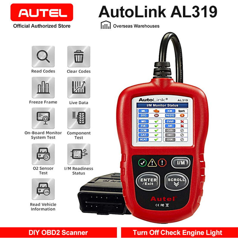 Autel AL319 OBD2 OBDII Auto Car Code Reader Diagnostic Scanner Tool ...
