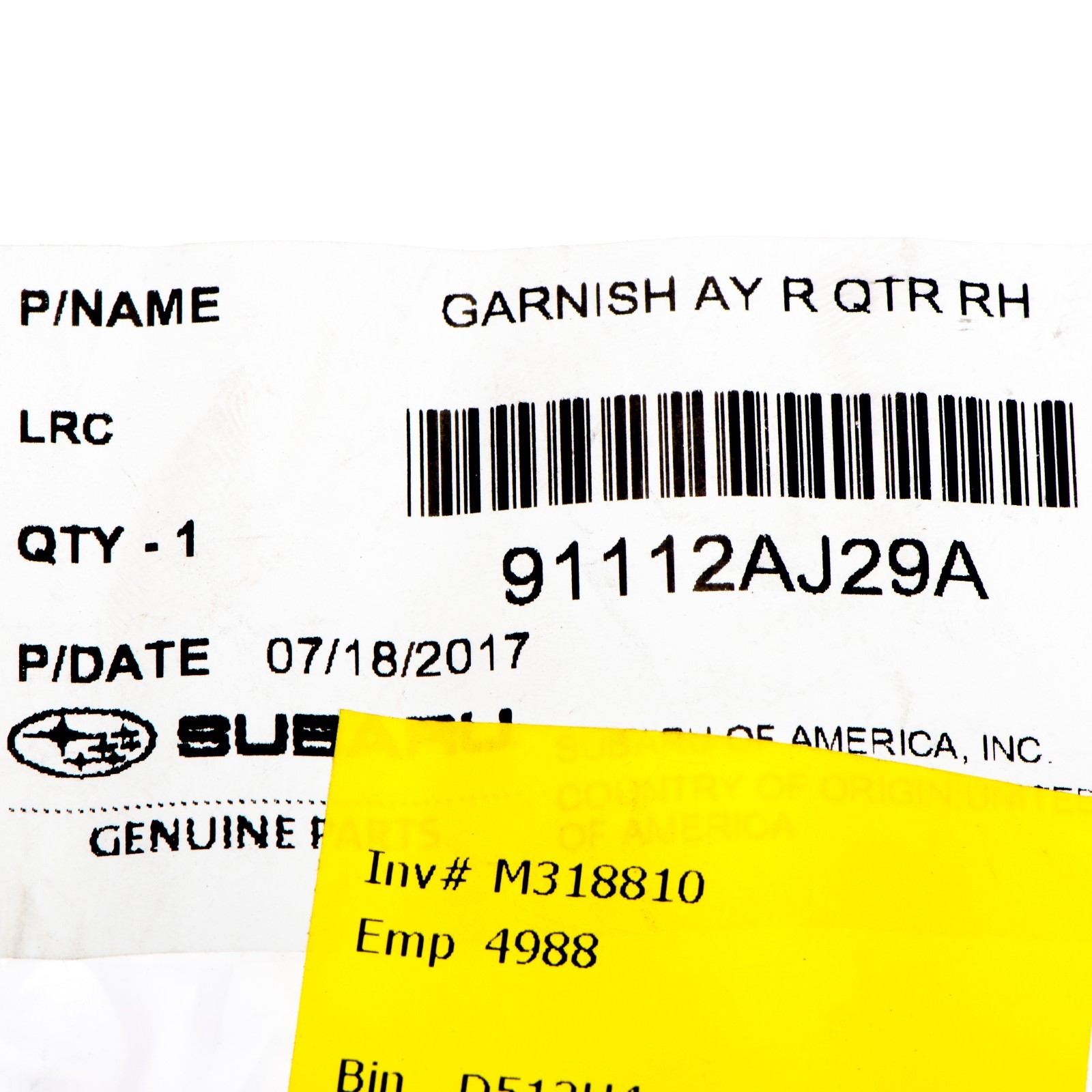 OEM 10-14 Subaru Outback Rear Left & Right Quarter Panel Fender Molding ...