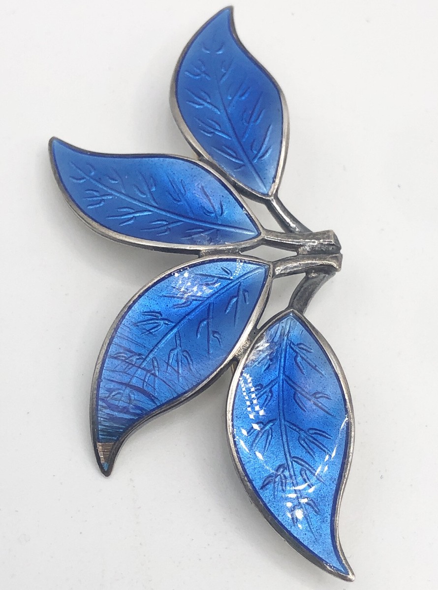 florale Vintage Designer Brosche blau Emailliert David Andersen 925er ...