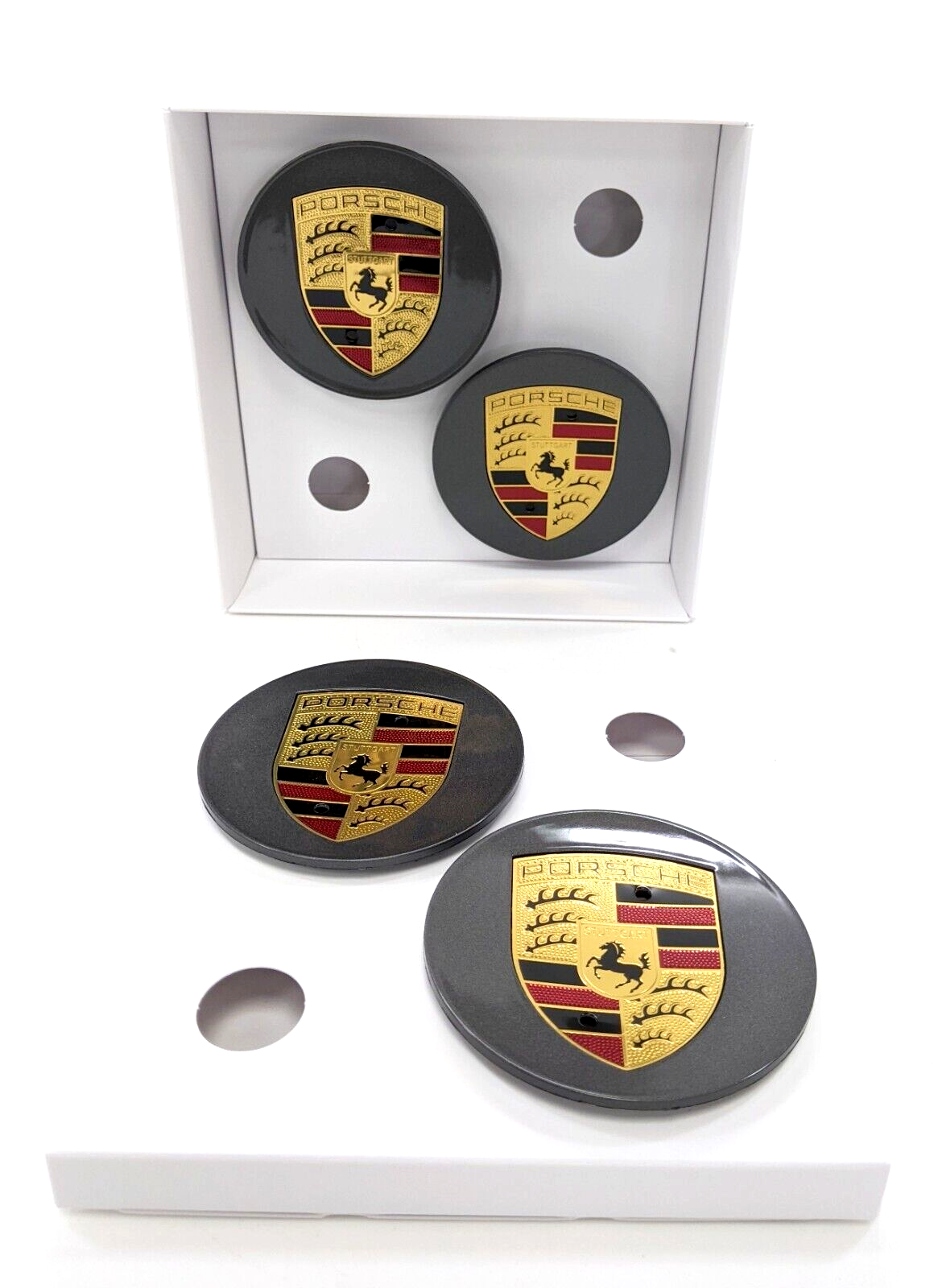 Set of Genuine Porsche Turbo II Colour Crested Centre Caps 00004460705 ...