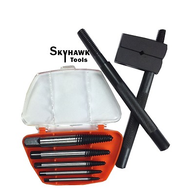 6-Pc Screw Extractor Easy Out drill & Tap Handle set Broken Screws ...