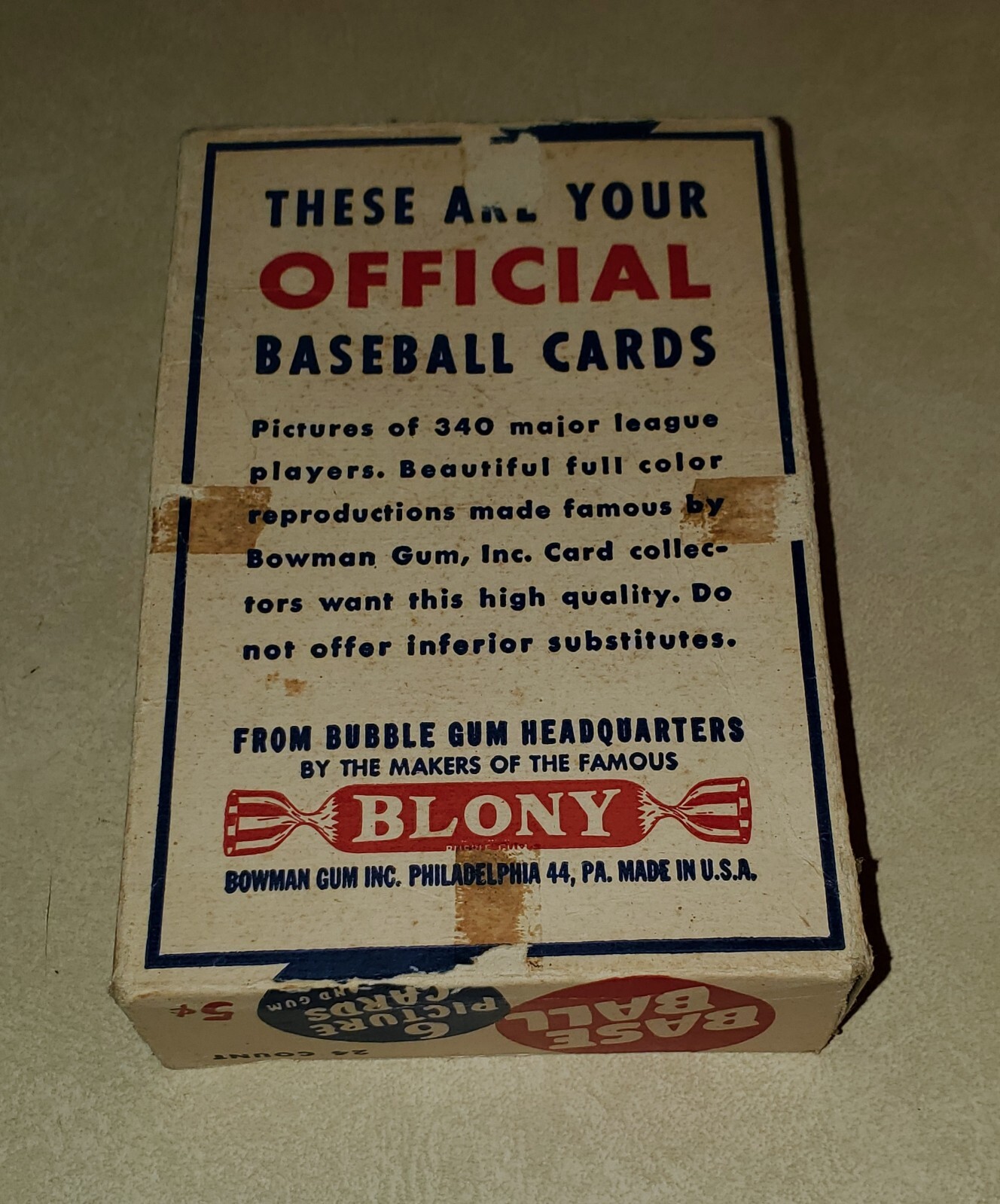 1951 Bowman Gum Baseball Card 5-Cent Empty Wax Pack Box! SUPER RARE | eBay