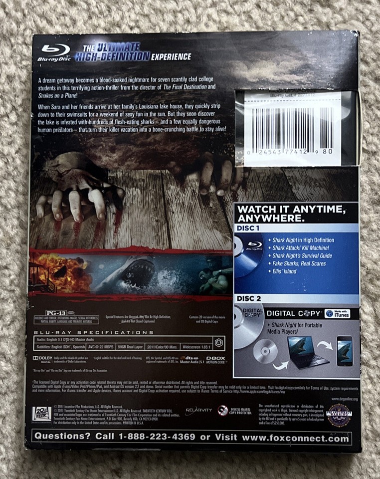 Shark Night Blu-ray Disc Movie Includes Digital Copy. Very Good! | eBay