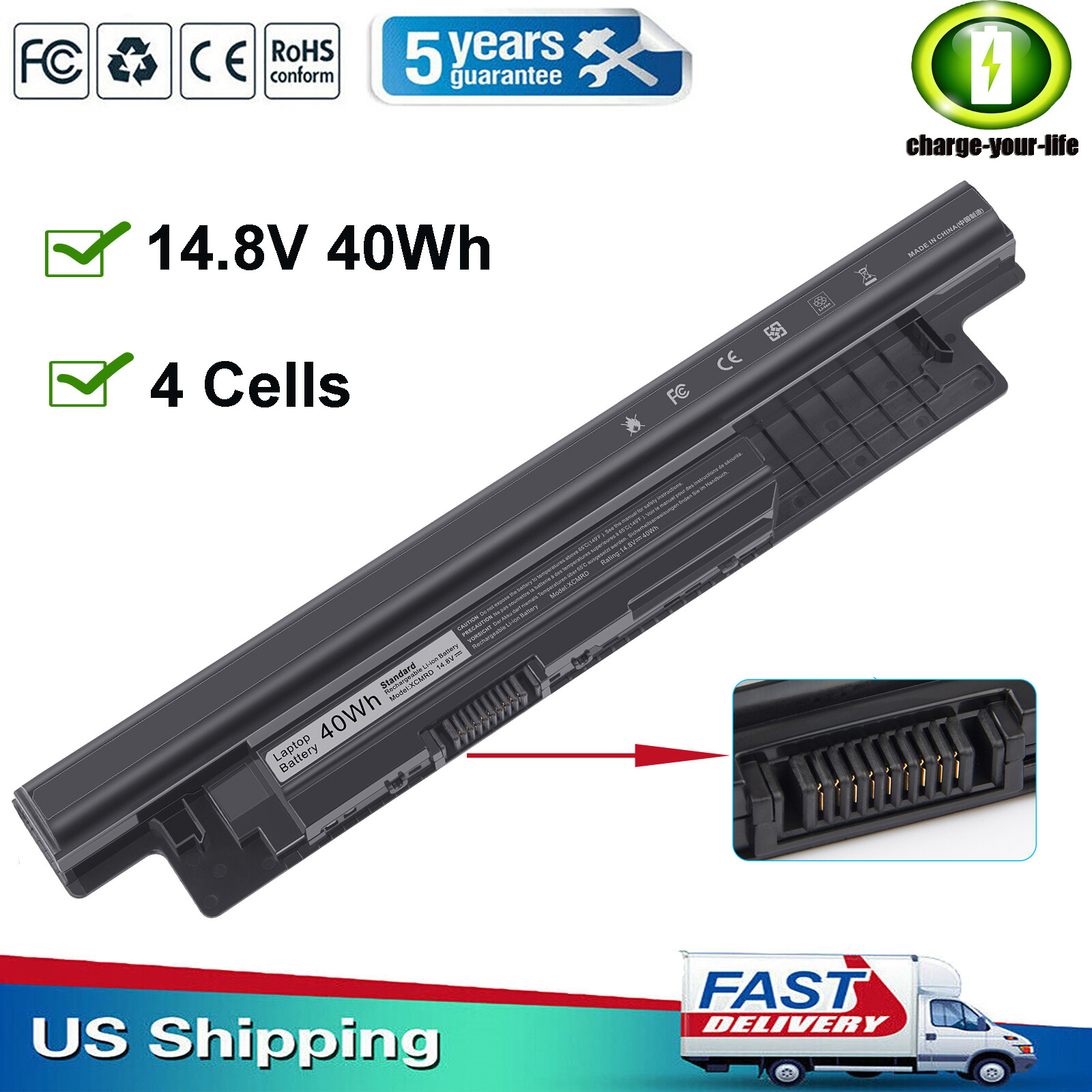 XCMRD Battery For Dell Inspiron 15 3531 3537 5521 14 3421 3437 17-3721 ...