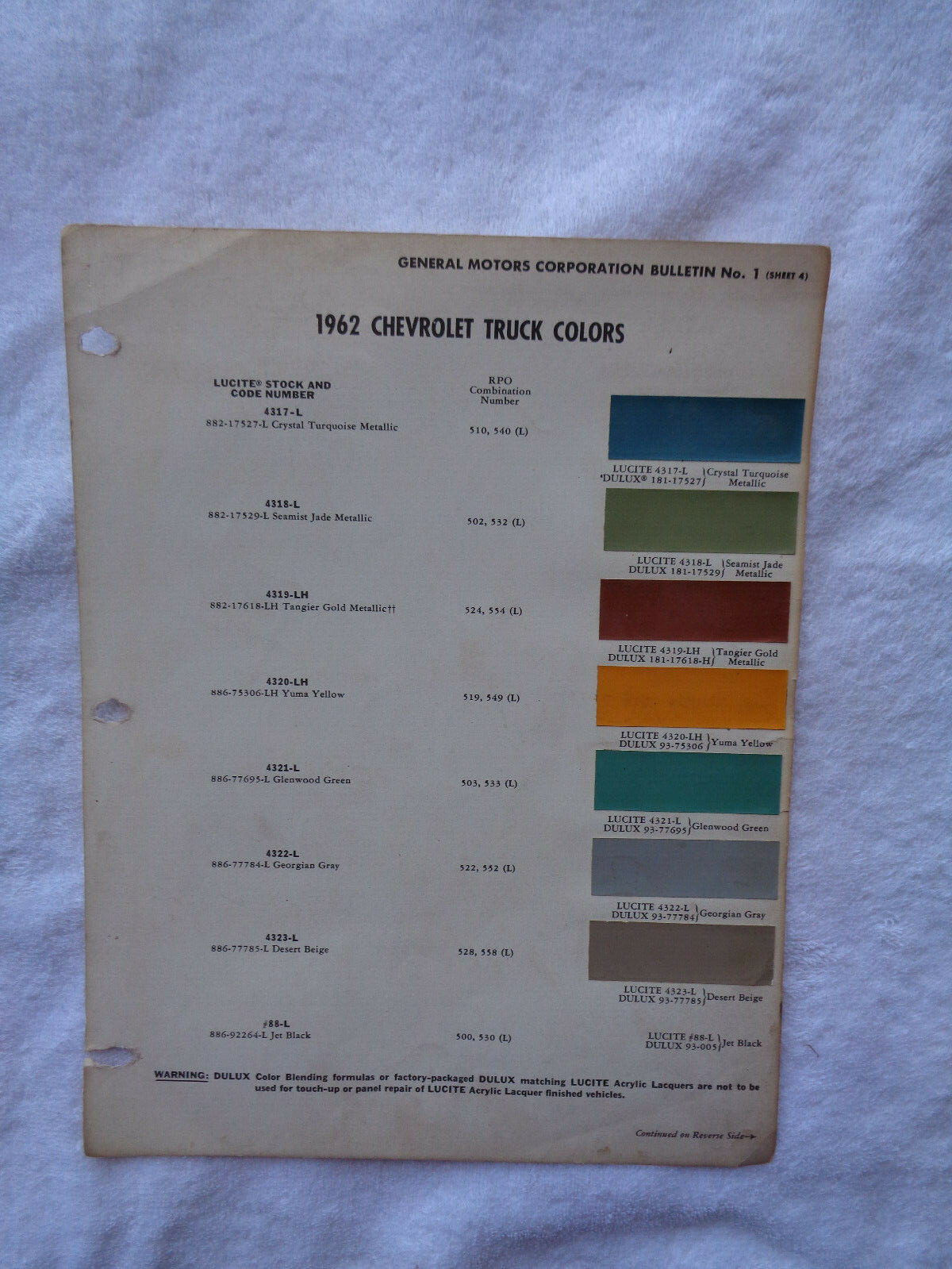 Gm Truck Color Chart