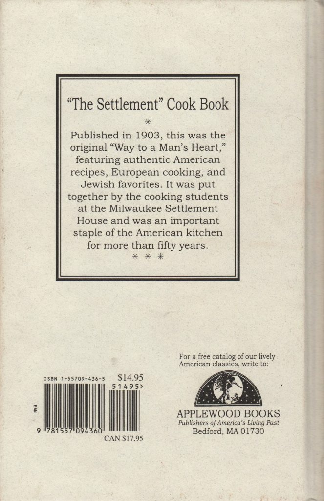 Settlement Cook Book by Settlement House Settlement House (1996 ...