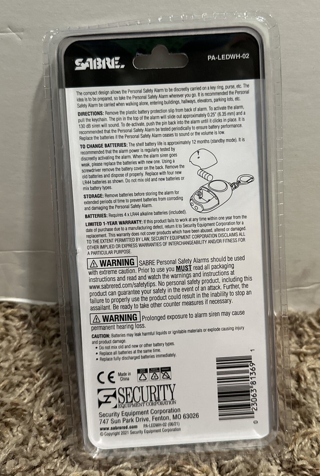 SABRE 2-in-1 Personal Alarm | With LED Light, 130dB Personal Safety ...