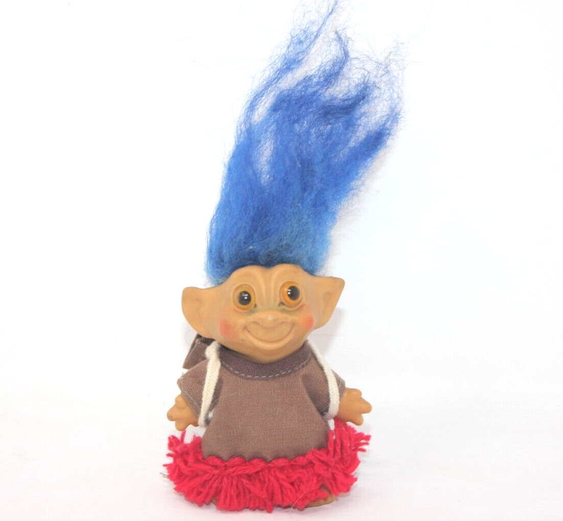 vintage Tab Neck Troll w/backpack Clown outfit blue hair rootie orange ...