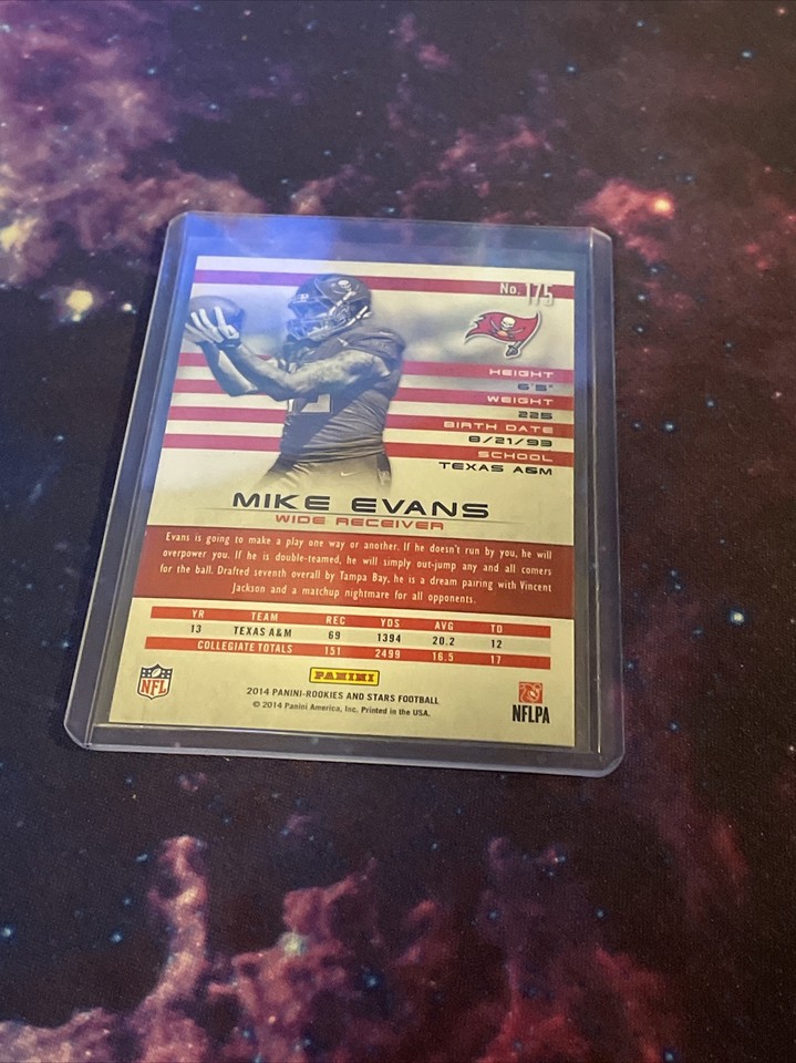 2014 PANINI ROOKIES & STARS FOOTBALL MIKE EVANS ROOKIE CARD No.175 ...