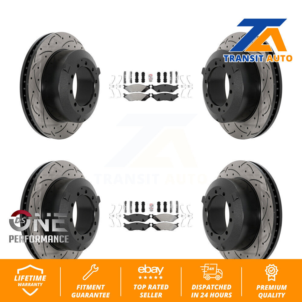 Front Rear Semi-Metallic Pad Drill Slot Brake Rotors Kit For ...