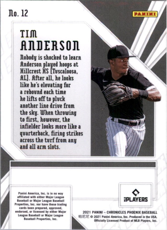 2021 Panini Phoenix Purple Velocity #12 Tim Anderson - NM-MT | eBay