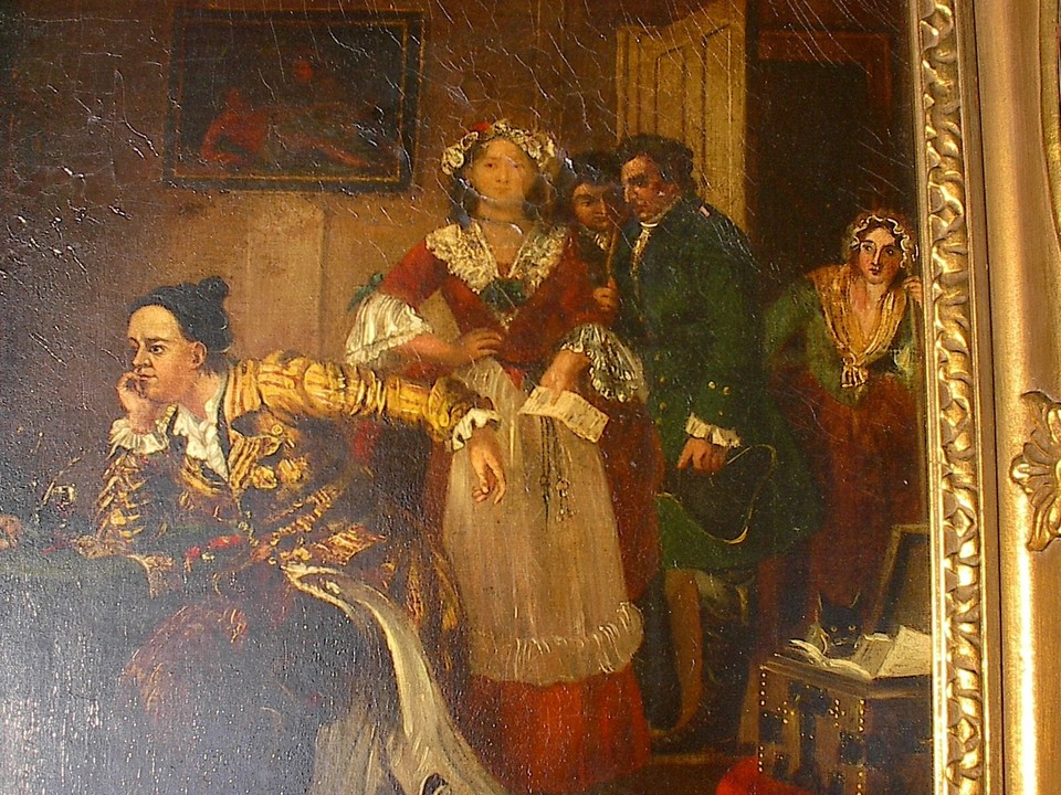 OIL PAINTING BY E.M. WARD, 19C - Dr. Johnson Reading the "Vigar of ...