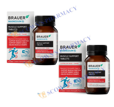 2 x Brauer Magnesium Plus Muscle Support 60 Tabs For Healthy Muscle ...