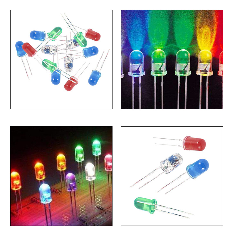 100 pcs 5mm led diodes emetttant de lumiere white blue green red dc 2 ...