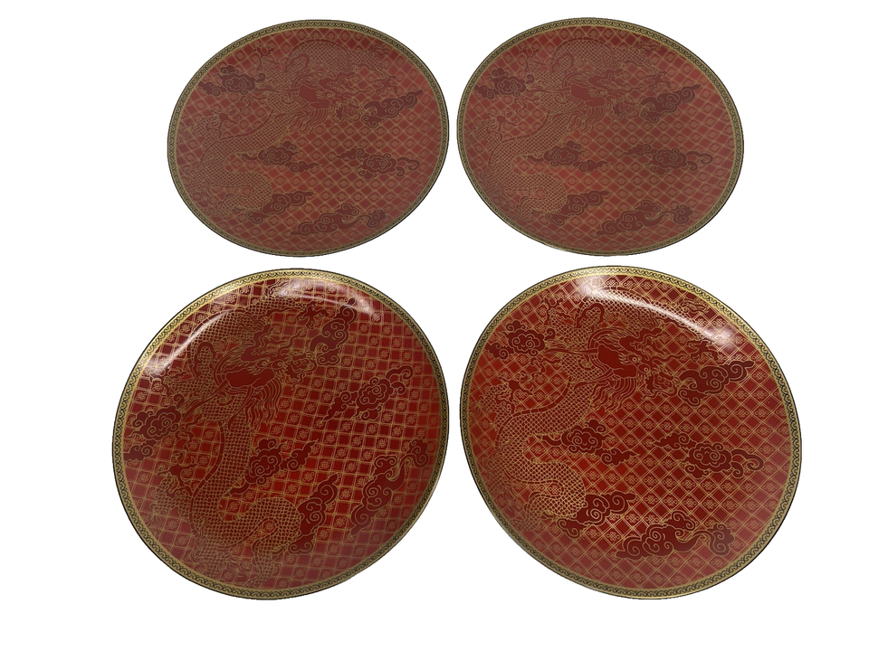 3 Williams Sonoma Lunar New Year Dinner Plates Red Dragon Set Of 4 A | eBay