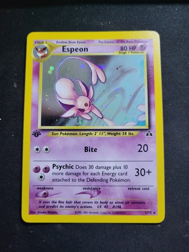 Espeon 1/75 1st Edition Pokémon Neo Discovery HOLO RARE EX-NM (READ ...