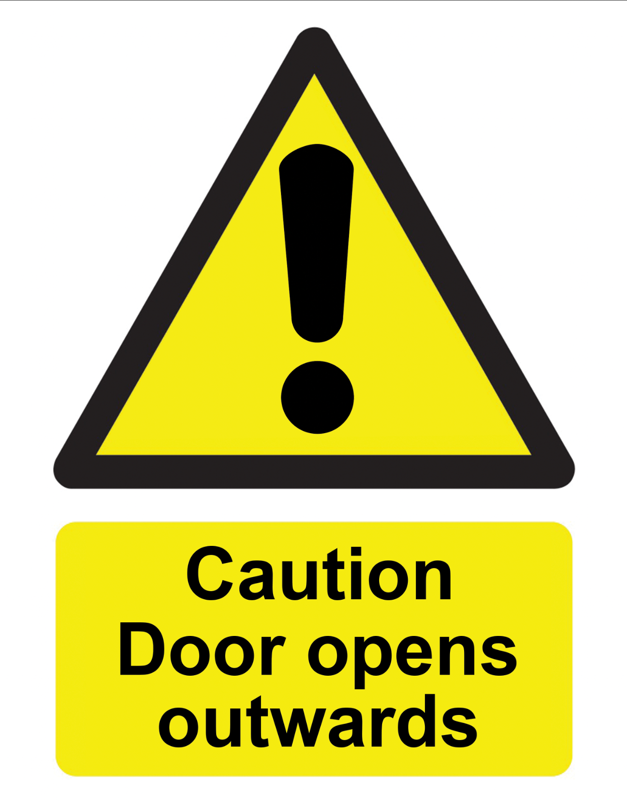 Caution Door Opens Outwards Self Adhesive Gloss Sticker Sign 160mm x ...