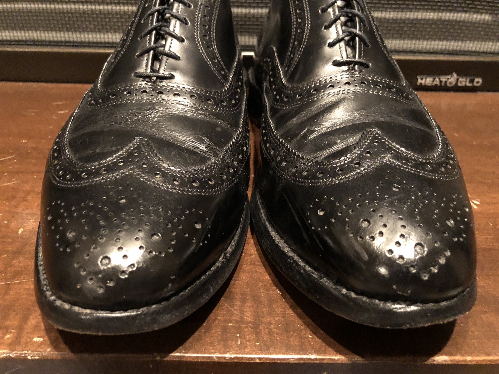 Allen Edmonds Lloyd Men's Black Leather Wingtip Dress Oxfords Shoes 9.5 ...
