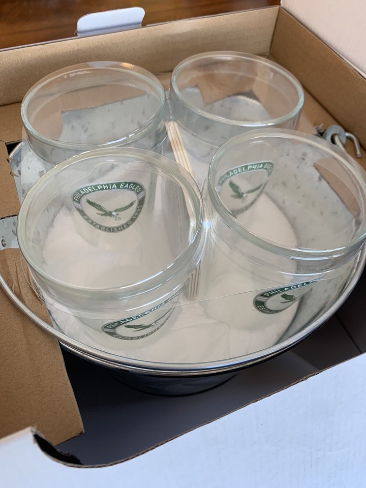 Philadelphia Eagles RETRO KELLY GREEN Gift Bucket Set with Glasses ...