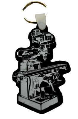 Key Fob Keychain ENCO MILL DRILL MACHINE Rubber Die-Cut Vtg Black 3" x ...