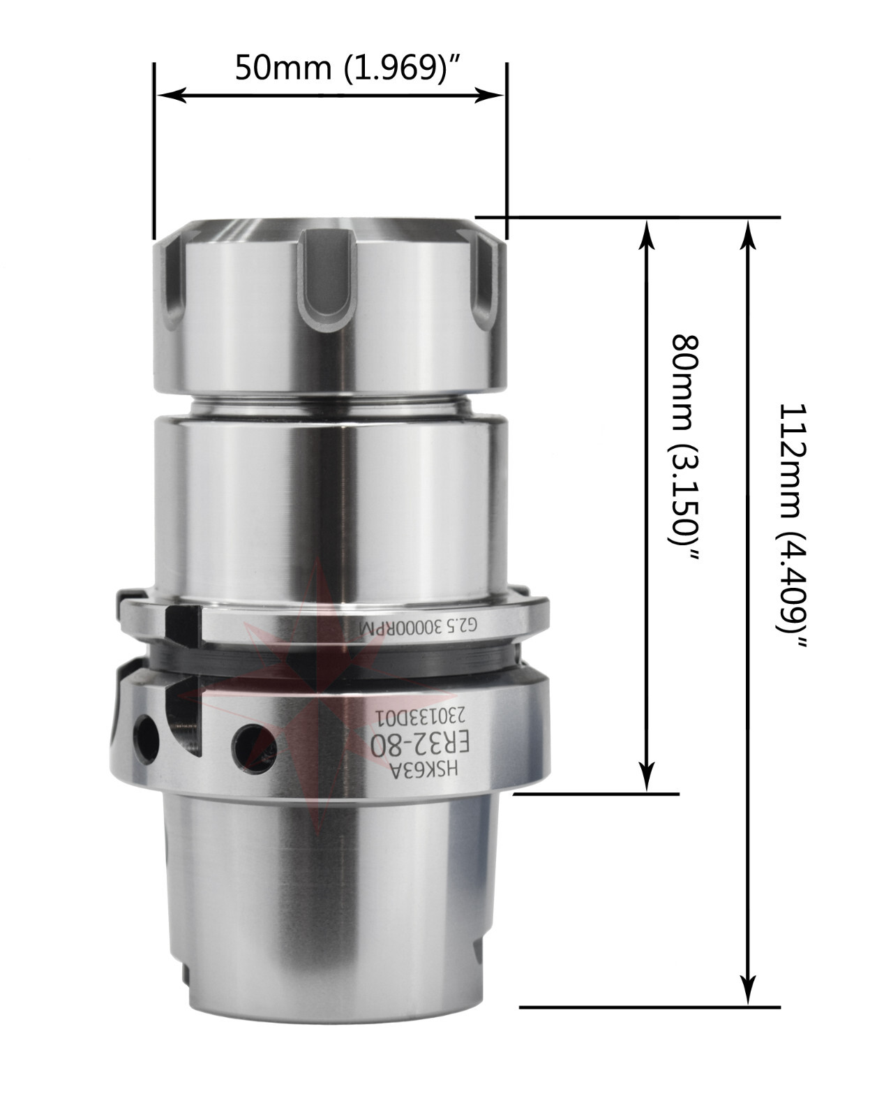 HSK63A-ER32-80 Collet Chuck Tool Holder G2.5 30k RPM CNC machine HSK ...