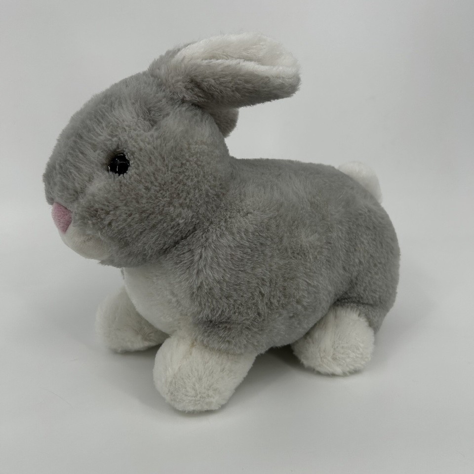 Kellytoy Bunny Rabbit Easter Gray White Pink Nose Stuffed Animal Plush ...
