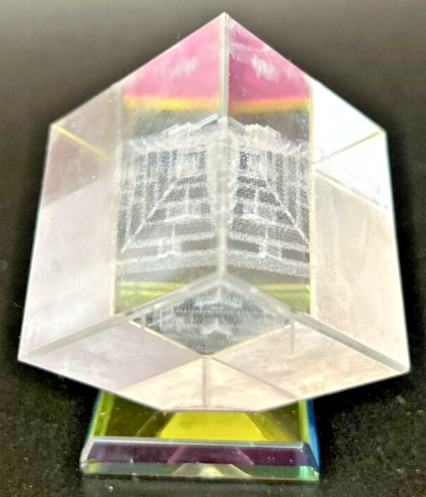 Vintage 3D Etched Glass Chinese Design Paperweight Cube SKU PB192 | eBay