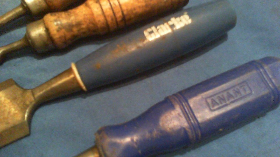 VINTAGE CARPENTERS WOOD CHISELS JOB LOT ROUGHING CHISELS CLARKE ANANT ...