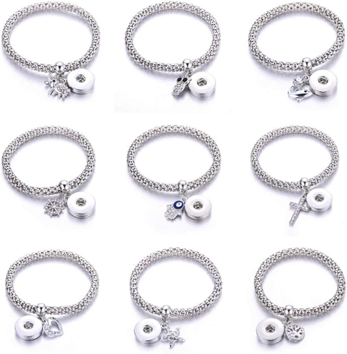 6Pcs Snap Bracelet for Women Fit DIY 18Mm Snap Jewelry Elastic Snap ...