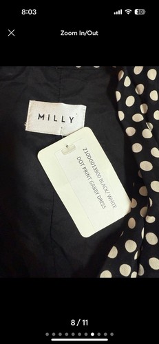 Milly Womens Silk Polka Dot Gabby Dress Tie Neck Black Size S | eBay