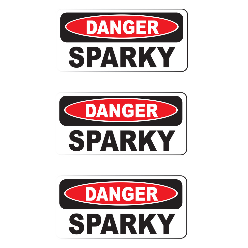 DANGER SPARKY (3 Pack)HardHat Sticker (size: 2" x 1") Printed Sticker ...