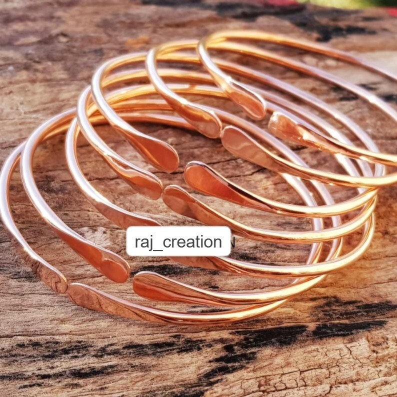 Set of 7 Copper Bangle, Pure Copper Bangle, Copper Cuff Bangle, Copper ...