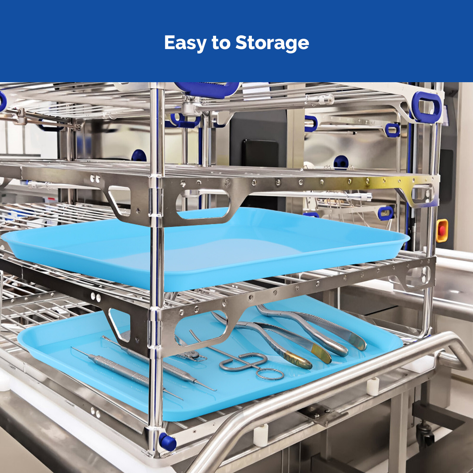 Dental Autoclave Instrument Set Up Trays Plastic Flat Tray Size B 13.25 ...