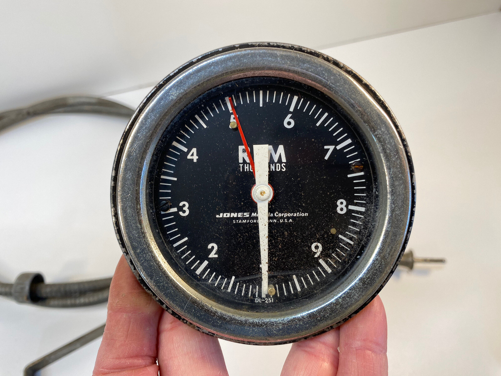 JONES Motrola Tachometer USA 5101-B-113 10,000 RPM Cable driven ...