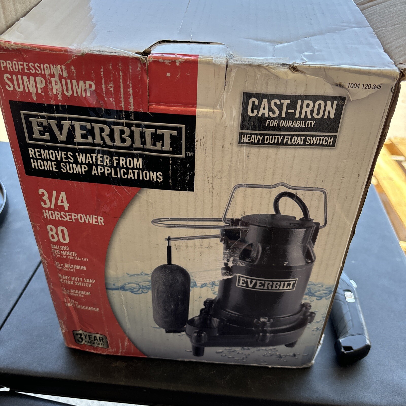 Everbilt HDS75 3/4 HP Professional Sump Pump 80 GPM (E10033700 ...