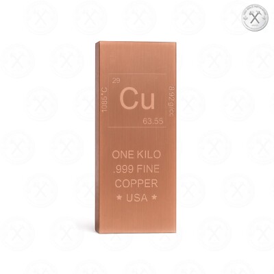 1 kg Fine Cu Bullion -Chemistry Element Design - 1000 gram Copper Bar ...
