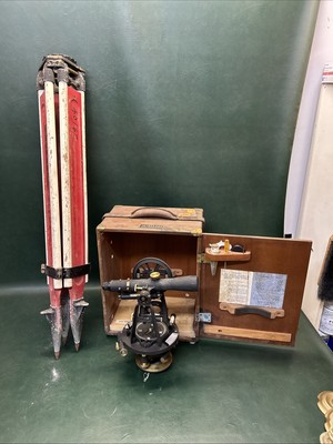 Vintage Antique C.L Berger Survey Transit Level w/ Wood Case And Tripod ...