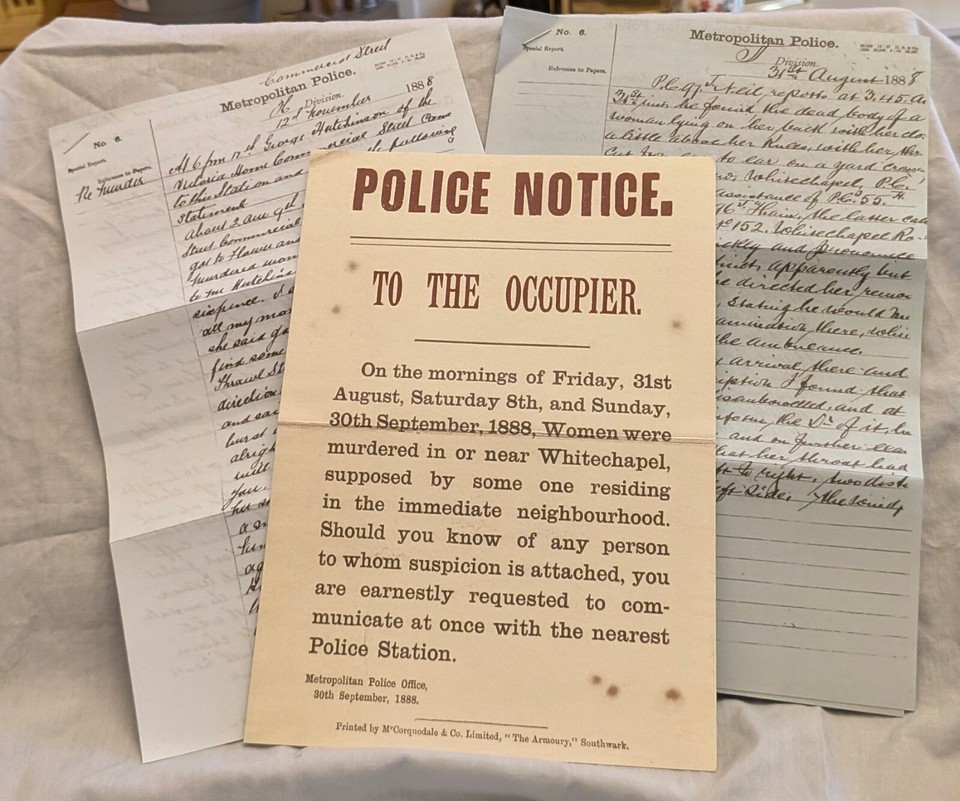 Jack the Ripper Police Reports Notice Poster 1888 London Old Autograph ...