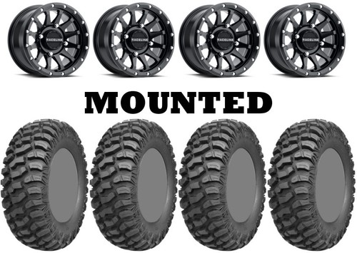Kit 4 AMS M1 Evil Tires 27x9-14/27x11-14 on Raceline Trophy Matte Black ...