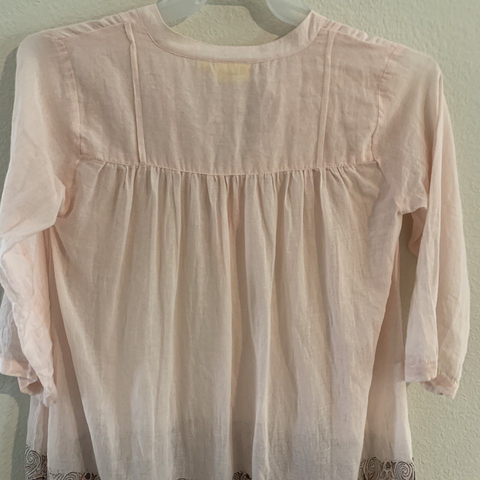 Roberta Roller Rabbit Womens Top XS Paisley Print Serafina Fringe Pink ...