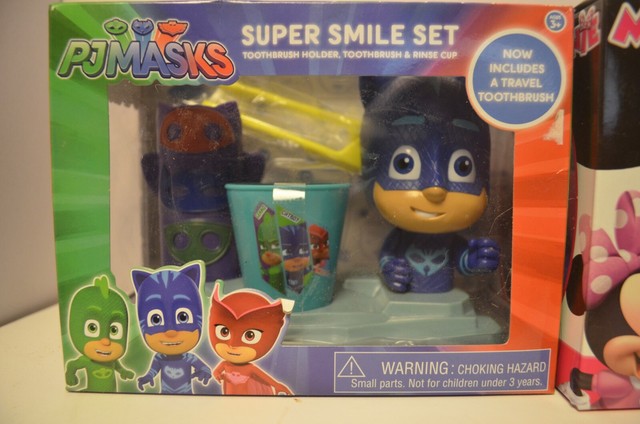 Disney PJ Masks Super Smile Gift Set Toothbrush Holder Rinse Cup Tray ...