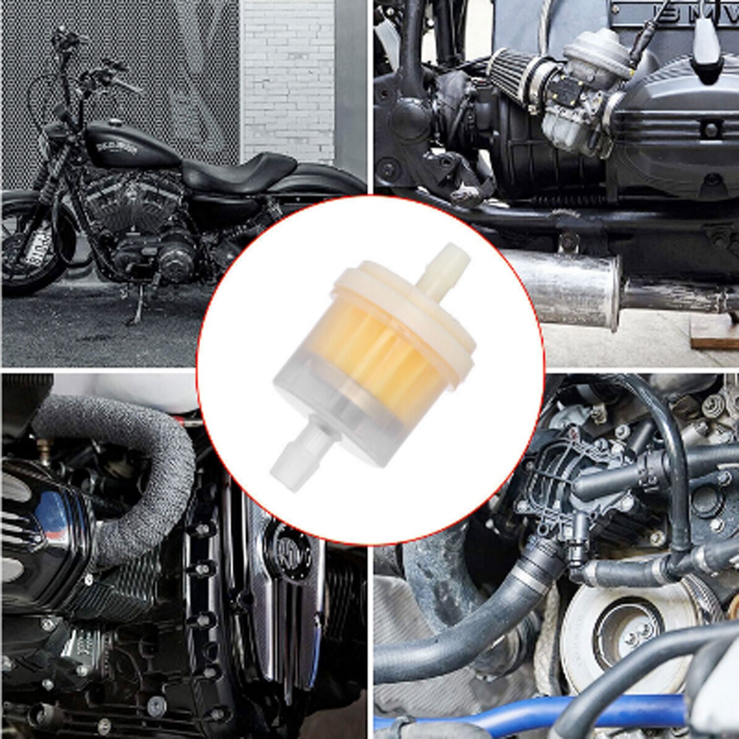 10PCS Motor Small Engine Inline Gas Oil Fuel Filter | 1/4'' Line 6-7mm ...