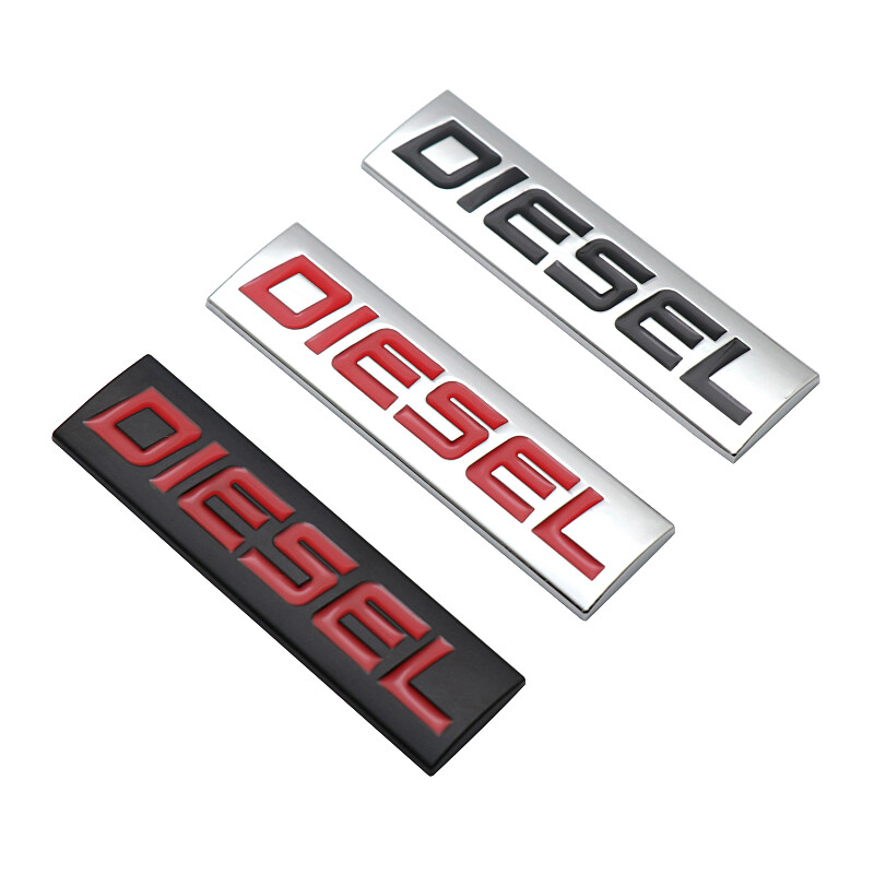 2x Silver Black Diesel Emblem 3D Logo Car Side Badge Metal Sticker ...